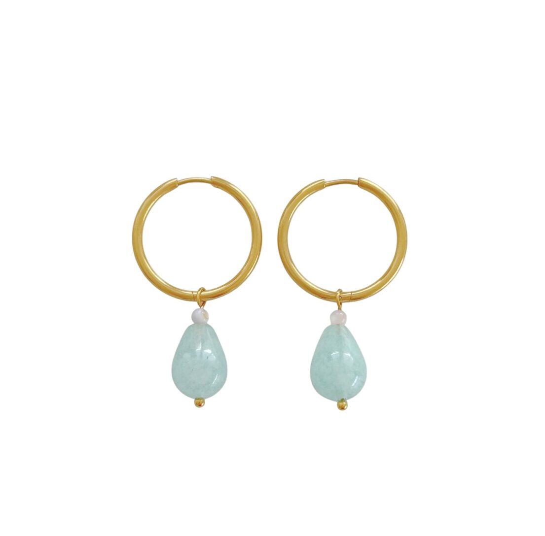 Amazoniet Druppel Oorringen - Goud - Saint Clairmont